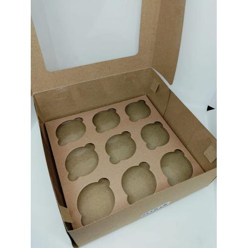 Jual CUPCAKE BOX KRAFT MIKA 25X25X10 CM + INNER LUBANG 9 LAMINASI ...
