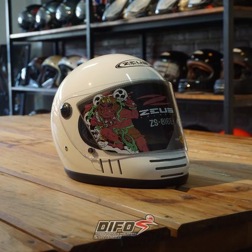 Jual Helm Full Face Retro Zeus ZS 816 E Flat Visor - SILVER, XL - Kab ...