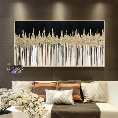 Jual Lukisan Tangan Modern Abstract Texture Gold Tree Oil Painting ...