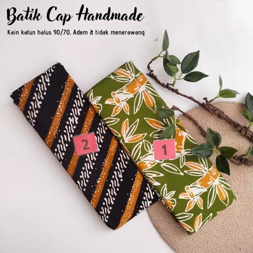 Jual Kain Batik Cap Handmade Daun Bambu - Parang Garis Serian Kuning ...