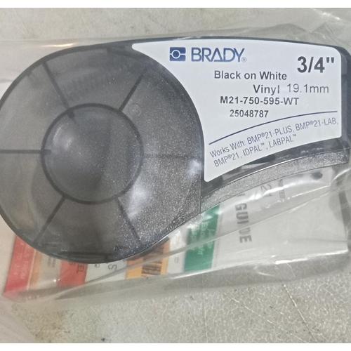 Jual Tape Label Brady Vinyl 19mm Black on White M21-750- 595-WT/Stiker ...