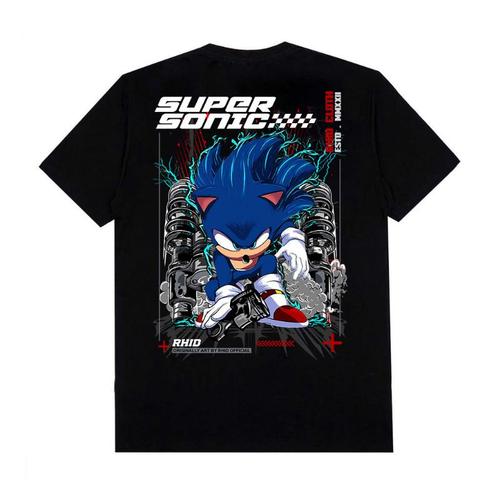 Promo RHID - Kaos Pria Motif Super Sonic Hitam 24s - polos hitam, L ...
