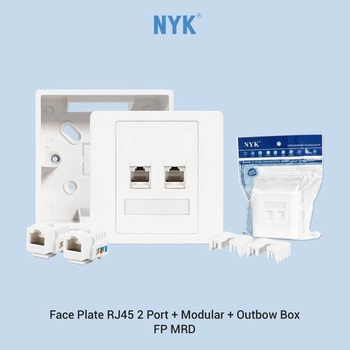 Jual Face Plate RJ45 Lan NYK + Modular + Outbow Box - FP MRD - 1 Port ...