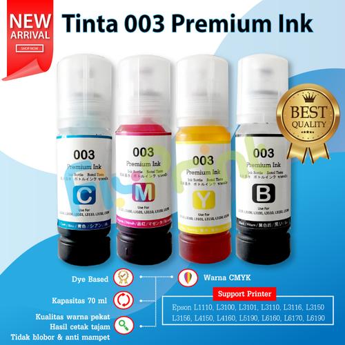 Jual Tinta Premium Ink Epson 003 Refill Printer L1110 L3110 L3150 L5190 ...