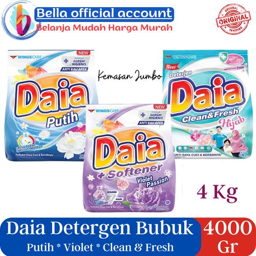 Jual Daia Deterjen Bubuk Clean & Fresh Violet passion putih 4000 gr - 4 kg - Clean and fresh ...