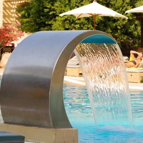 Jual waterfall swimming pool stainless steel water blade waterfall ...