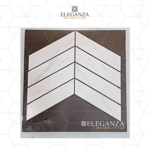 Jual Mozaik Eleganza Chevron Matte White Carrara 31,8x22,4 cm - Jakarta ...