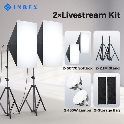 Promo INBEX Lighting Softbox Lampu Studio Live Light Standing Softbox ...