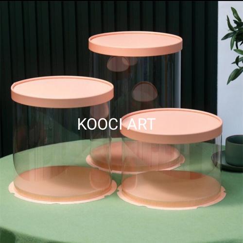 Jual RB 23x23cm kotak kue mika bulat transparan tinggi dus cake box ...