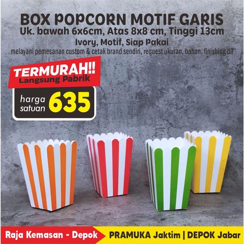 Jual BOX POPCORN 8x8x13 CM MOTIF GARIS MERAH - Hijau - Kota Depok ...