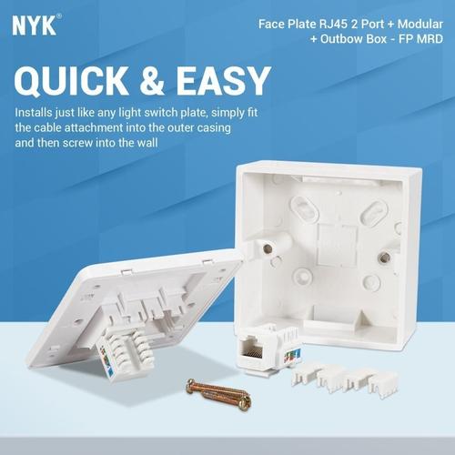 Jual Face Plate RJ45 Lan NYK + Modular + Outbow Box - FP MRD - 2 port ...