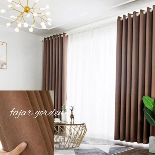 Jual hordeng jendela minimalis blackout coklat polos doff cokelat,abu ...