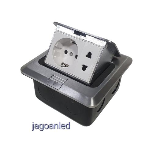 Jual Stop Kontak Lantai Tanam Arde EU Socket + 2Pin Pop Up Universal ...