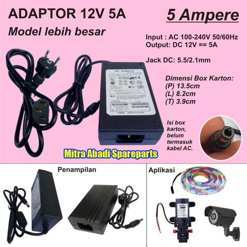 Jual Adaptor 12V 5A 60W / 12 Volt 5 Ampere 60 Watt Body Besar - Kota ...