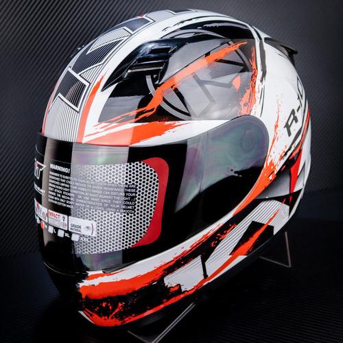 Jual HELM KYT R10 #2 WHITE BLACK RED FLOU R-10 SMOKE VISOR FULL FACE ...