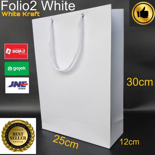 Jual PAPERBAG PUTIH POLOS 25x12x30 / TAS KERTAS PUTIH POLOS / GOODIEBAG ...