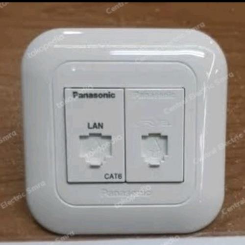 Jual Stop kontak telepon + data cat6 cat 6 panasonic wide series ...