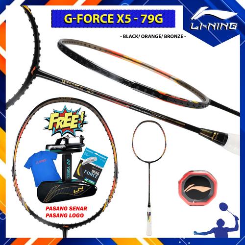 Promo Raket Badminton Original Lining G Force X5 79G Black Orange ...