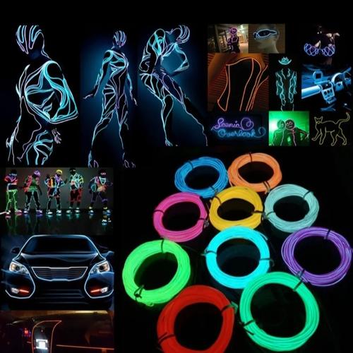 Jual 3 Meter EL Wire Flexible Neon LED With AA Battery inverter ...