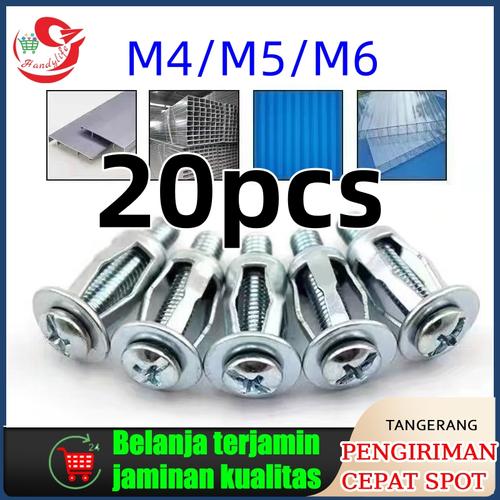 Jual 20pcs SekrupM4/M5/M6 Jack Nuts Bahan Metal Untuk Dinding Besi - M4 ...