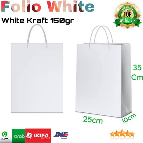 Jual Paper bag putih polos 25x10x35 / Paper bag putih / Paper bag polos ...
