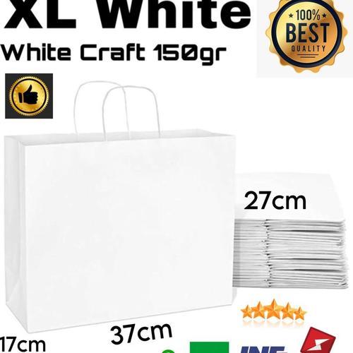 Jual PAPERBAG PUTIH POLOS 37x17x27 / TAS KERTAS PUTIH POLOS / GOODIEBAG ...