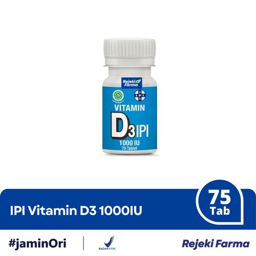Jual IPI Vitamin D3 1000 IU - isi 75 Tablet Vit D 3 1000IU Botol Biru ...