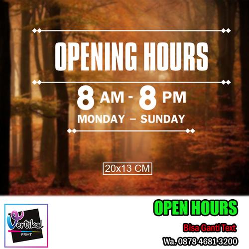 Jual Stiker Cutting Open Hours pintu kaca Cafe Kantor Resto Jam Buka ...