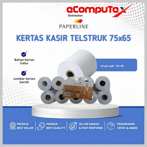 Jual KERTAS STRUK / KASIR / THERMAL PAPER PREMIUM PAPERLINE 75MM X 65MM ...