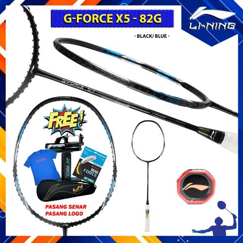 Promo Raket Badminton Original Lining G Force X5 82G Black Blue - PKT ...