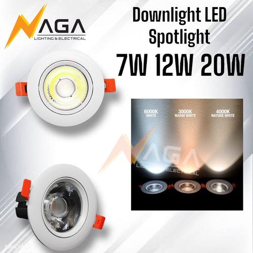 Jual DOWNLIGHT LED COB SPOTLIGHT 7W 12W 20W LAMPU SOROT PLAFON - Natural White, 20W White Cover ...