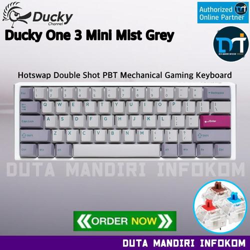 Promo Ducky One 3 Mini Mist Grey RGB 60% Double Shot PBT Mechanical ...