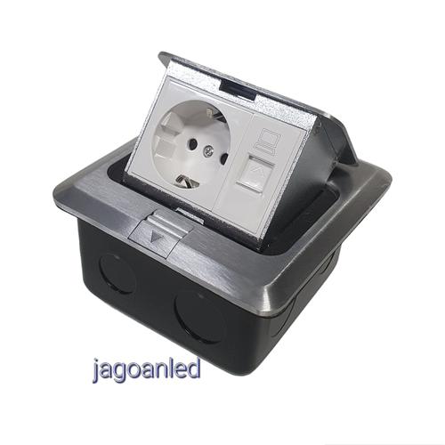 Jual Stop Kontak Lantai Tanam Arde EU Socket + Data RJ45 Pop Up ...