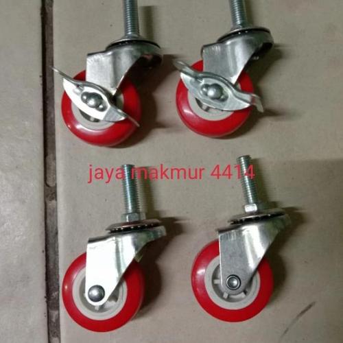 Jual roda srew etalase rak pu mera 2 inch roda furniture kaki meja ...