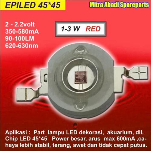 Jual HPL 3W/High Power LED 3 Watt Red/Merah Epiled 620nm-630nm/620-630 ...