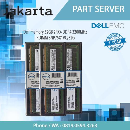 Jual Dell memory 32GB 2RX4 DDR4 3200MHz RDIMM SNP75X1VC/32G - Jakarta ...