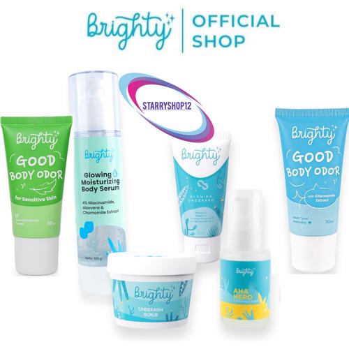 Promo Brighty underarm pemutih ketiak glowing gel scrub AHA hero serum BPOM - Brighty Scrub ...