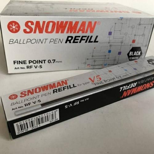 Jual 12pcs Refill Pen Snowman V5 Isi Pulpen Hitam 0.7 mm Ballpoint Pena ...