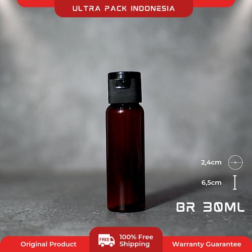 Jual BOTOL PLASTIK FLIPTOP - BOTOL PET BR 30ML AMBER + FLIP TOP - Hitam ...