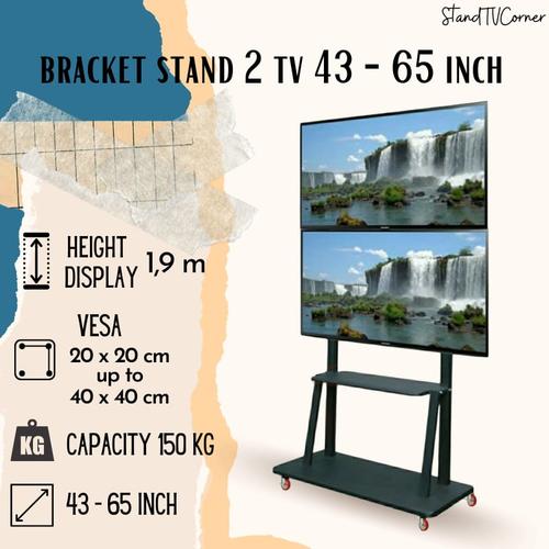 Jual BRACKET STANDING TV | STAND TV 2 LAYAR ATAS BAWAH 43 - 65 INCH 2 ...