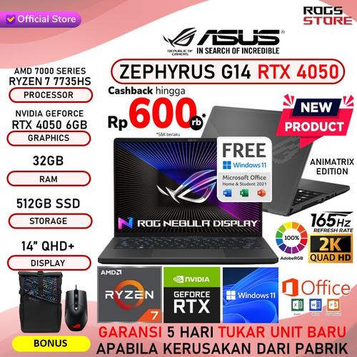 Promo ASUS ROG Zephyrus G14 Animatrix GA402NU RTX4050 RYZEN 7 7735HS ...