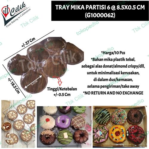 Jual tray+mika+plastik+partisi+6+alas+kemasan+donat+almond crispy ...
