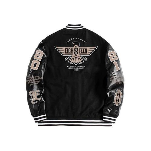 Jual JAKET PRIA VARSITY BASEBALL TANGAN KULIT BORDIR HITAM ATASAN COWOK ...