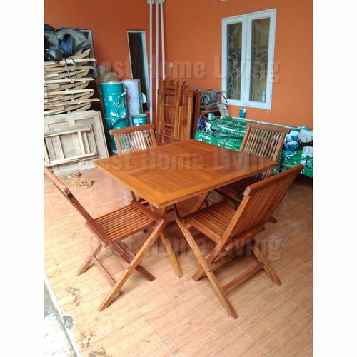 Jual Set Meja Makan Garden Kotak 4 Kursi Minimalis Kayu Jati - Meja ...