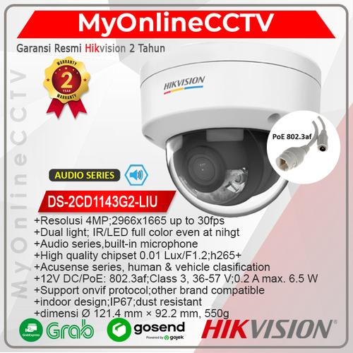 Promo DS-2CD1143G2-LIU Hikvision Audio IP Camera PoE CCTV 4MP Dual Light - LENSA 2.8MM Cicil 0% ...