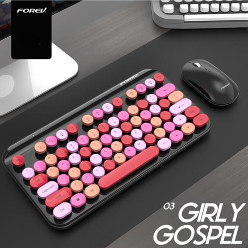 Promo Forev Keyboard Mouse Wireless Set Premium Model Retro 2.4G ...