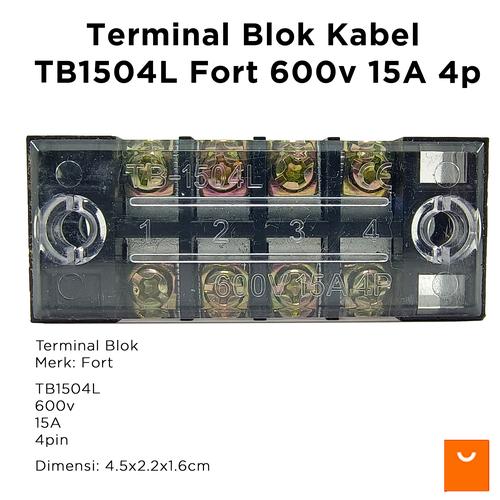 Jual Terminal Blok Kabel TB1504L Fort 600v 15A 4p Terminal Blocks ...