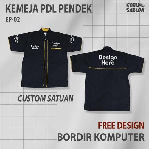 Promo Kemeja PDL Kombinasi List Lengan Pendek Custom Bordir Satuan EP-02 - S, 1 sisi - Kota ...