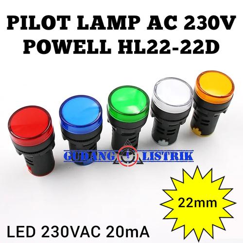 Jual Pilot Lamp Led Lampu Panel Indikator AC POWELL 22mm 220V - Putih ...