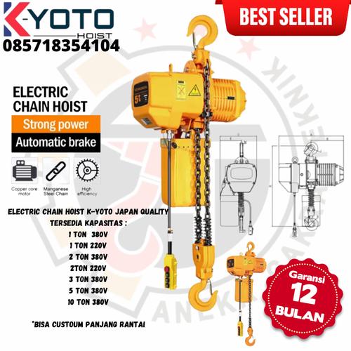 Jual Electric chain hoist 1 ton x 12 meter 380V K-YOTO JAPAN QUALITY ...